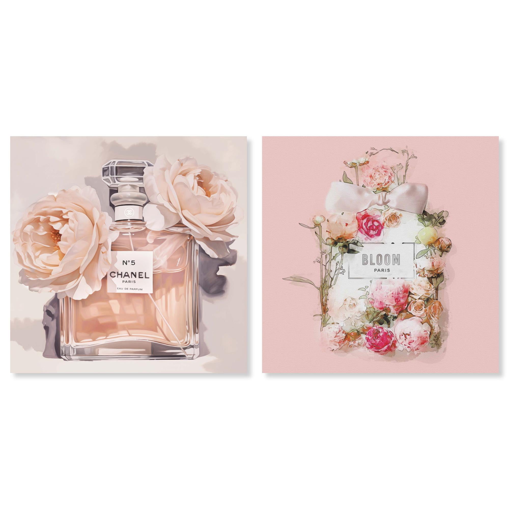Blush Pink Whimsy 2 Panel Set Canvas Print Glam Wall Art by Art Remedy ...