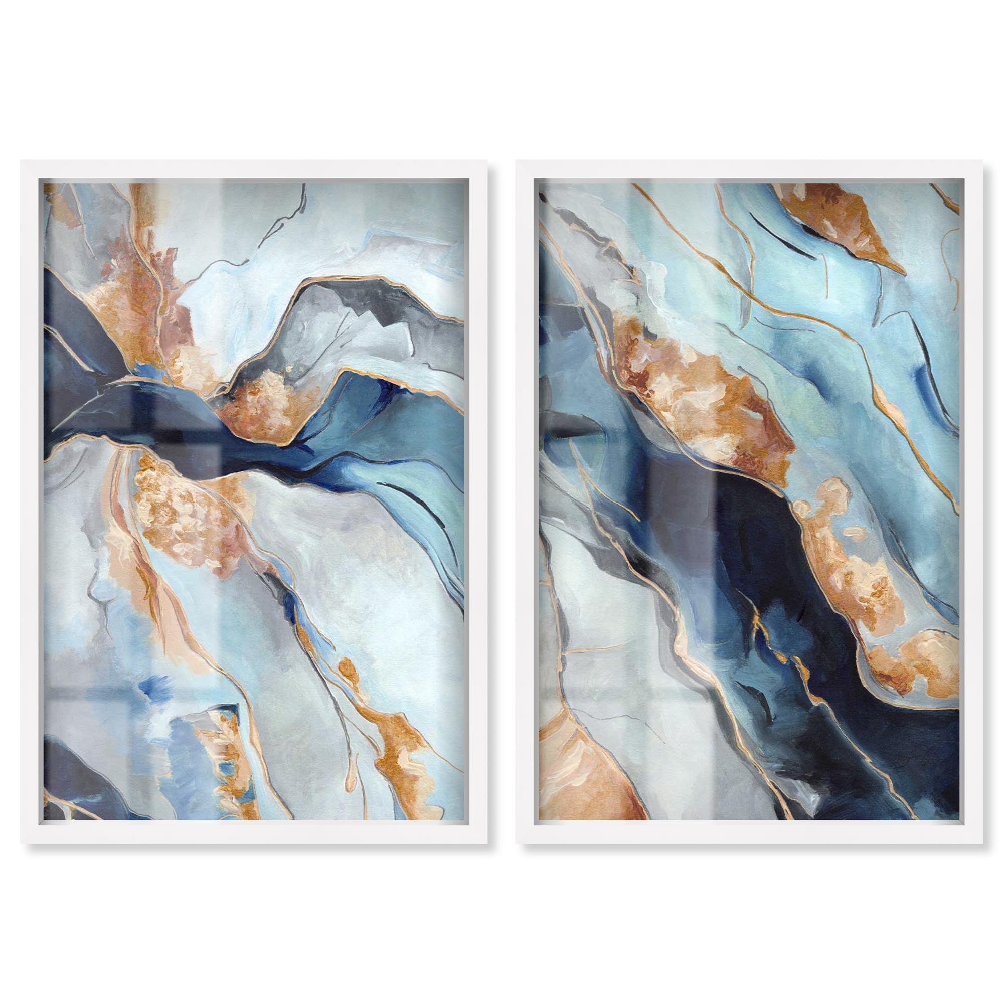 Blush Pink Whimsy 2 Panel Set Shadowbox Print Blue Wall Art by Art ...