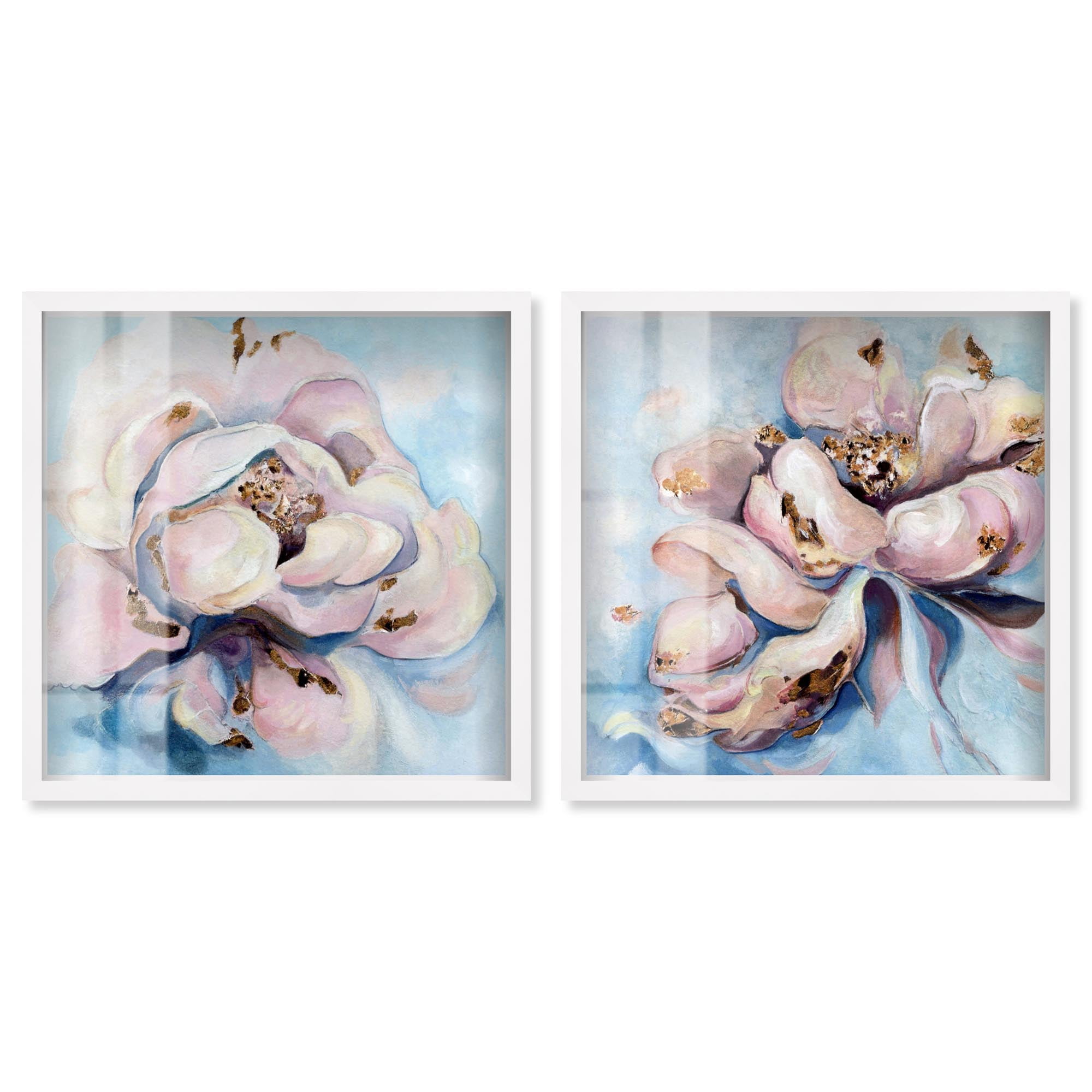 Blush Pink Whimsy 2 Panel Set Shadowbox Print Floral Wall Art by Art ...