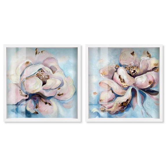 Blush Pink Whimsy 2 Panel Set Shadowbox Print Floral Wall Art by Art ...