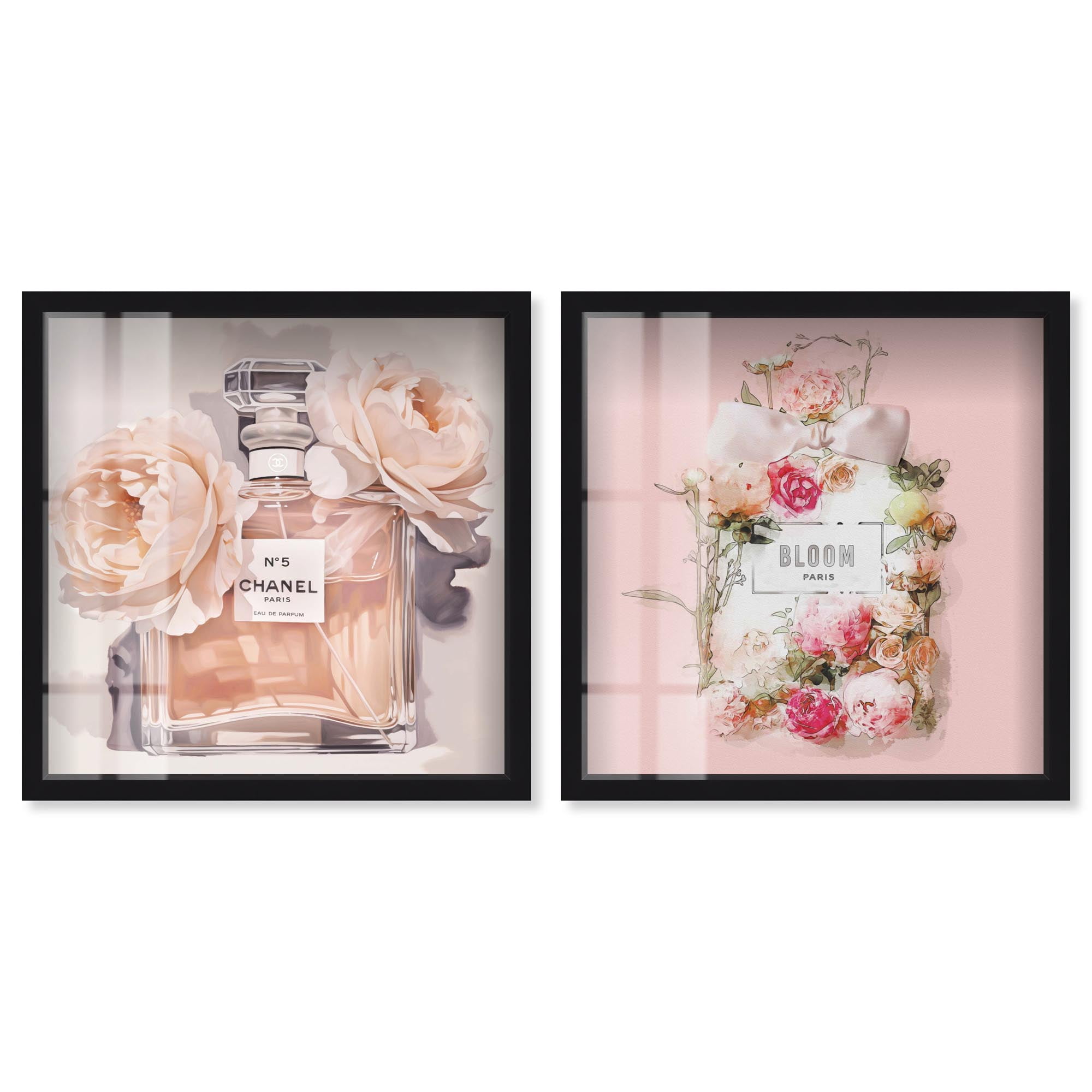 Blush Pink Whimsy 2 Panel Set Shadowbox Print Glam Wall Art by Art ...