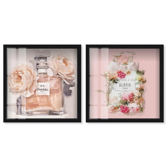 Blush Pink Whimsy 2 Panel Set Shadowbox Print Glam Wall Art by Art ...
