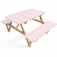 Blush Pink White Stripes Picnic Table Cover with Bench Covers Lines ...