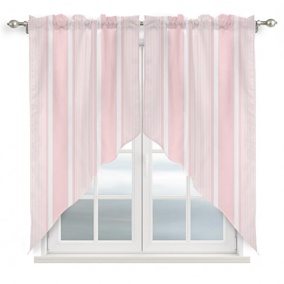 Blush Pink White Stripes Swag Valances for Windows 2 Pack Lines Modern ...