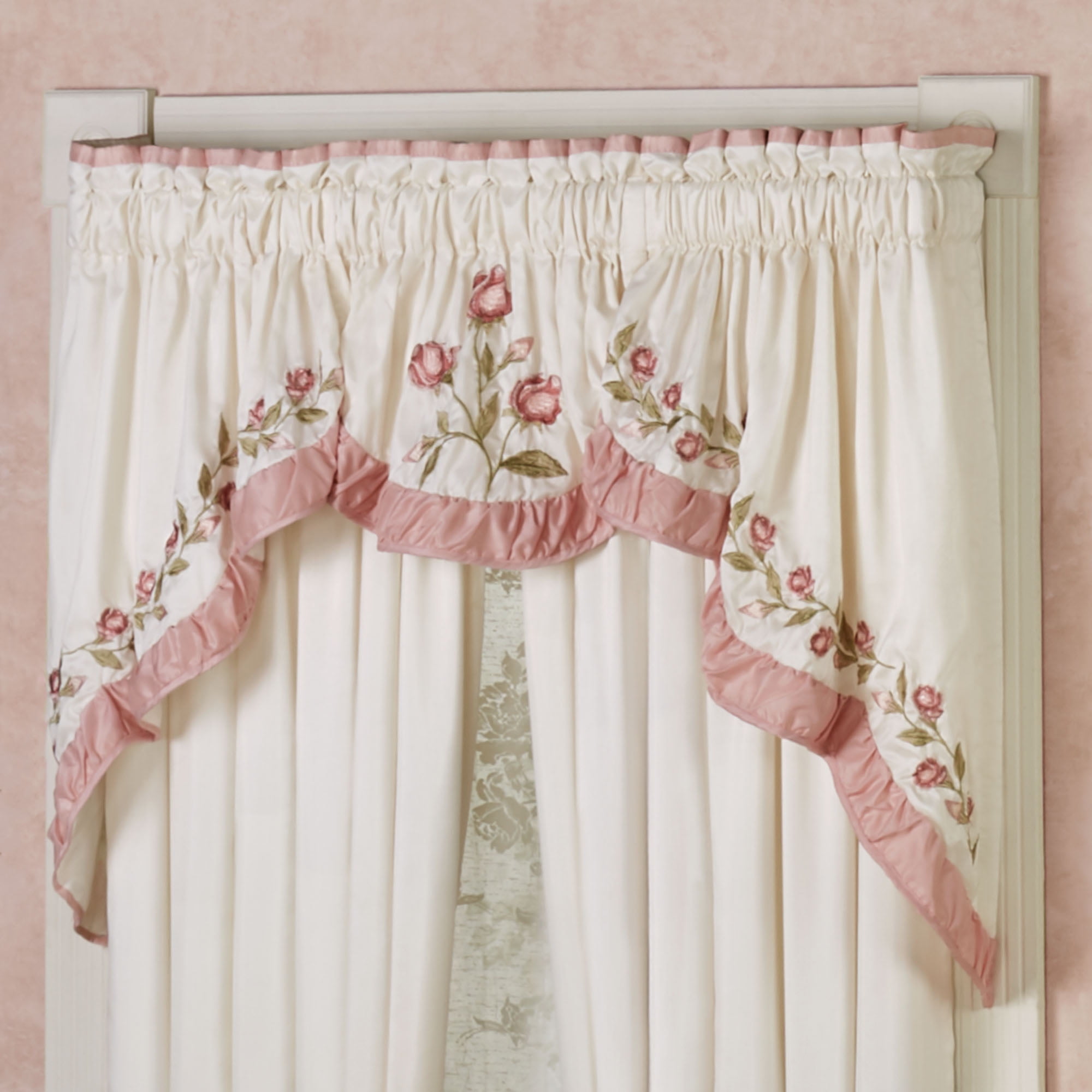 Blush Rose 3 Piece Swag Valance Set 116 x 36 Swag Valance Set 116 x 36 ...
