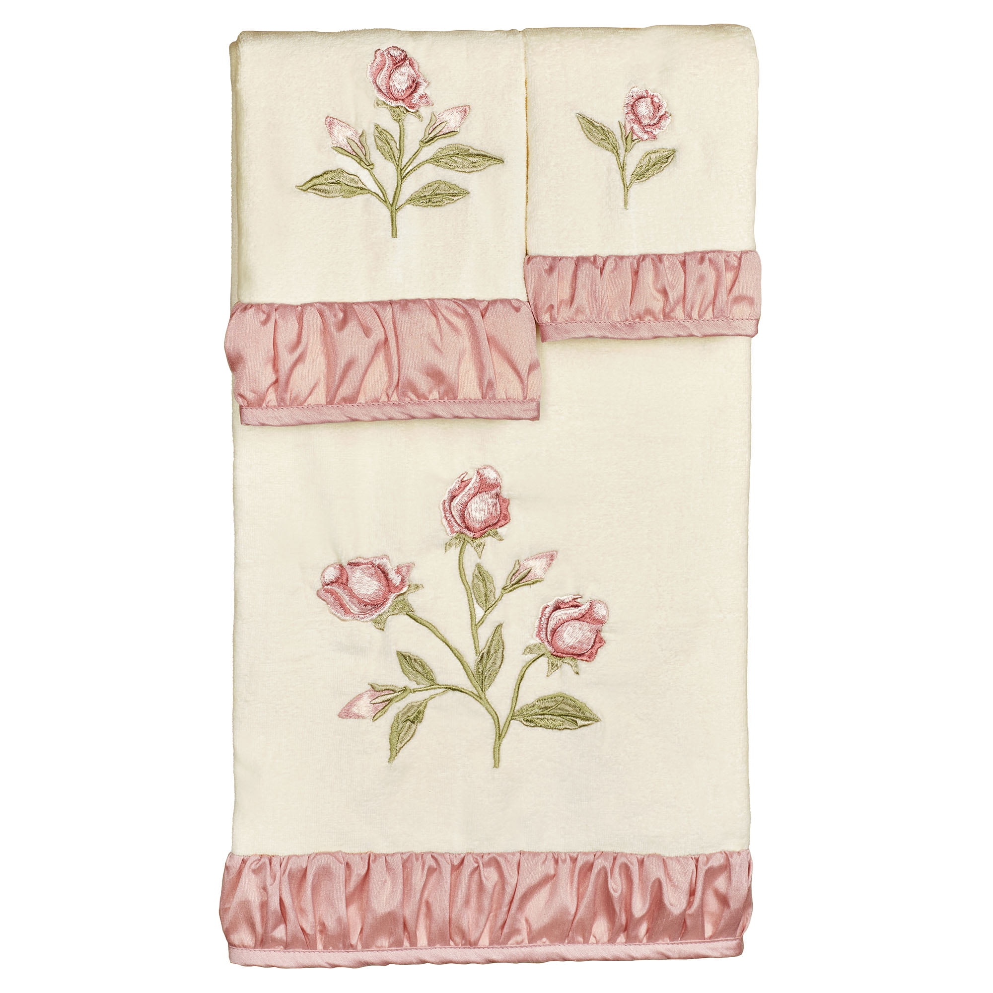 Blush Rose Bath Towel Set Light Cream Bath Hand Fingertip Set of Three ...