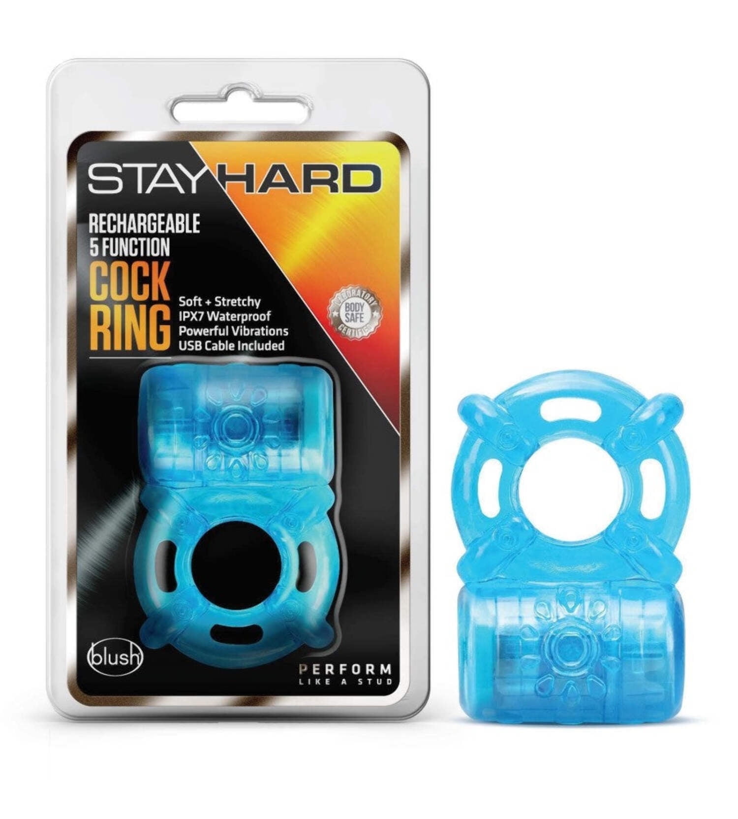 Stay Hard - Rechargeable 5 Function Cock Ring - Blue - Walmart.com