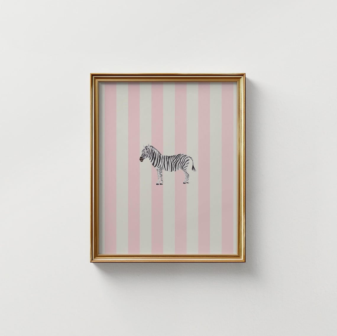 Blush Striped Zebra Art Print Trendy Decor Kids Room Wall Art Modern ...