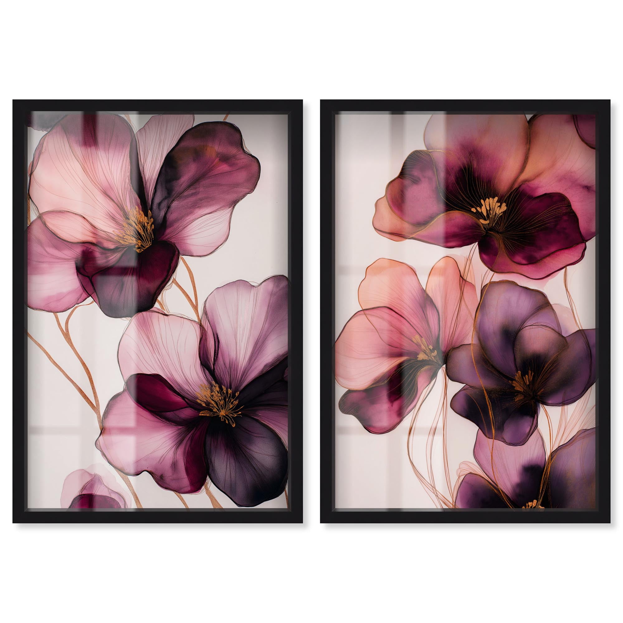 Blush Velvet Verse Set Shadowbox Floral Decor by Art Remedy, Black ...