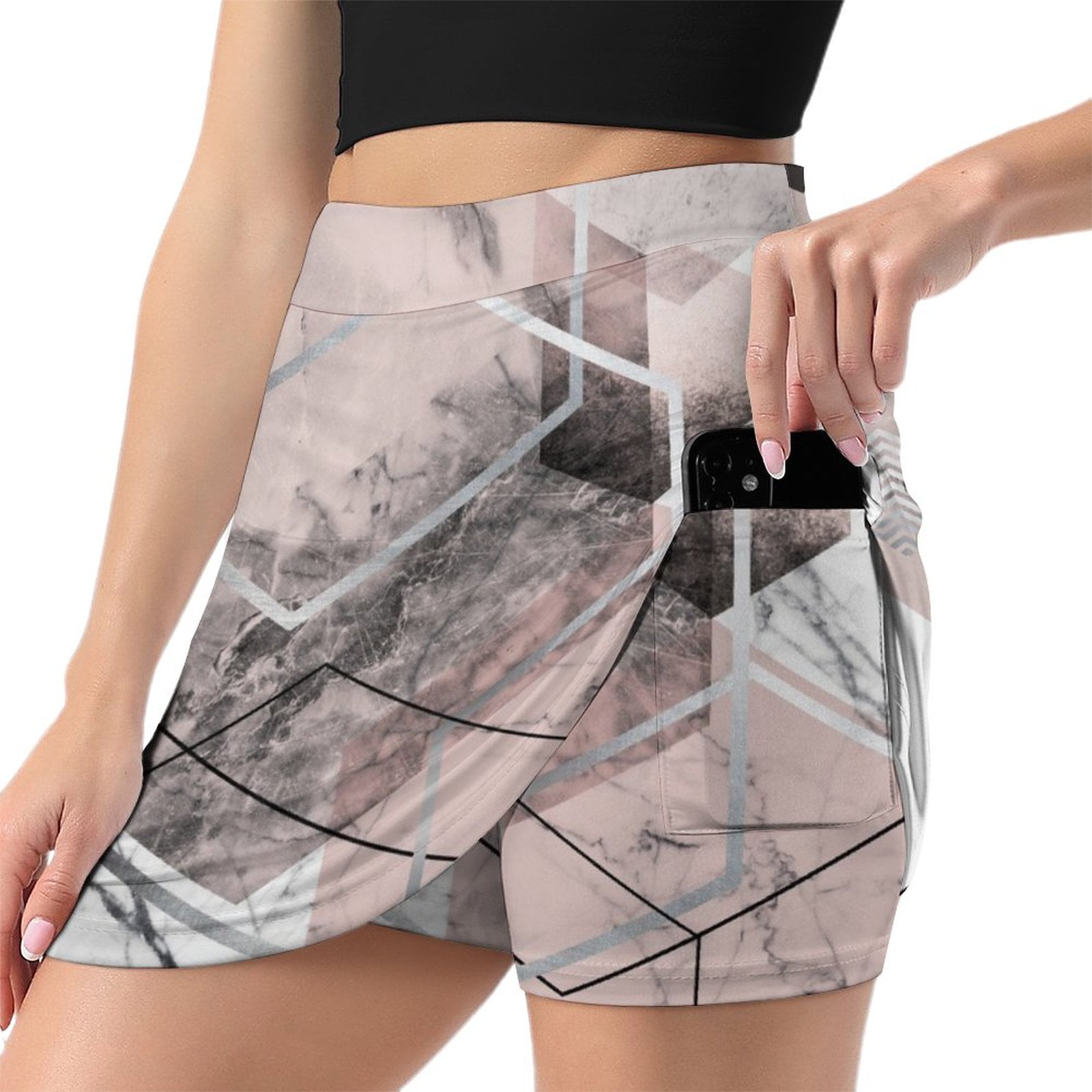 Blush and Grey Geometric Light proof trouser skirt Summer skirt 90s ...