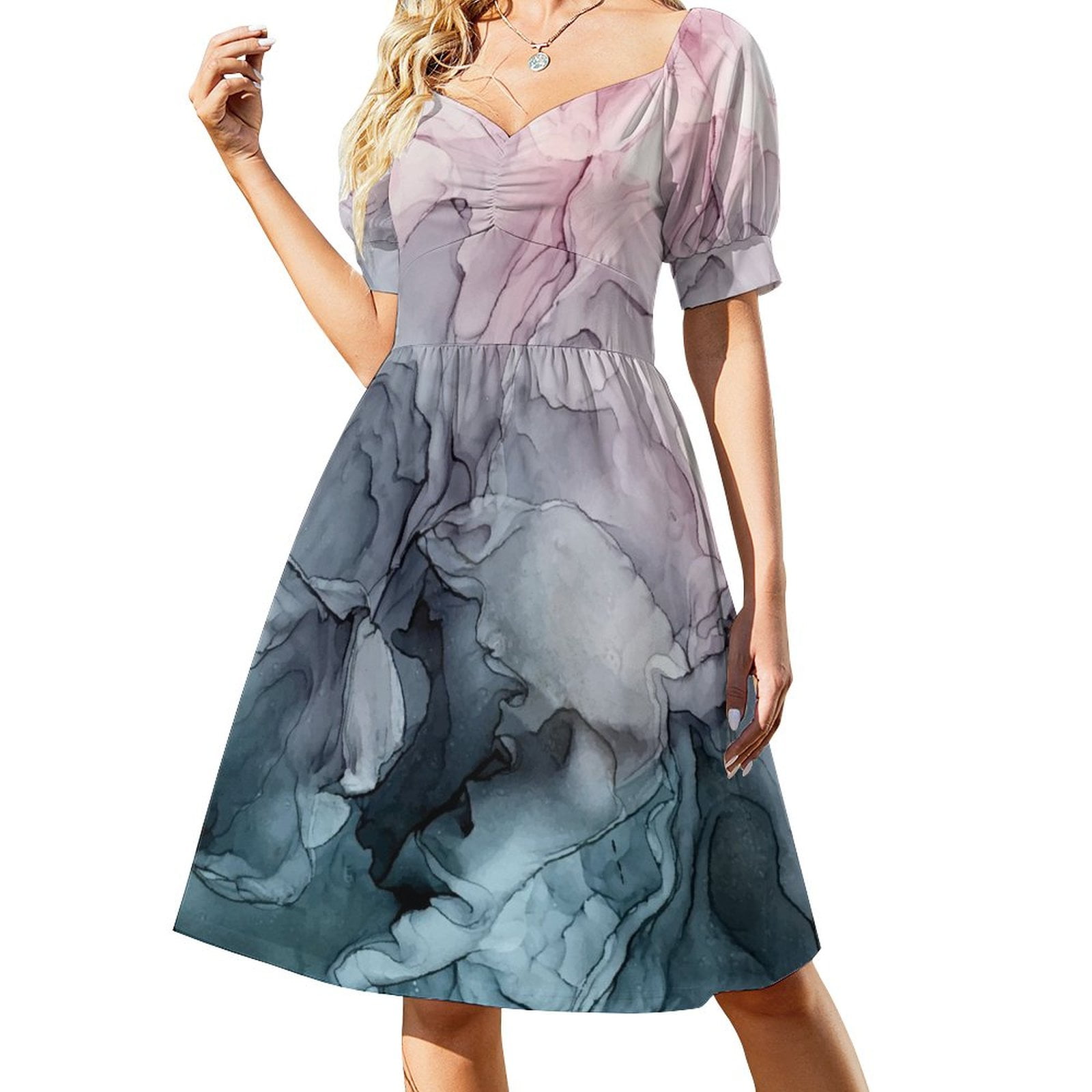 Blush and Payne's Grey Flowing Abstract Painting Dress dress for woman ...
