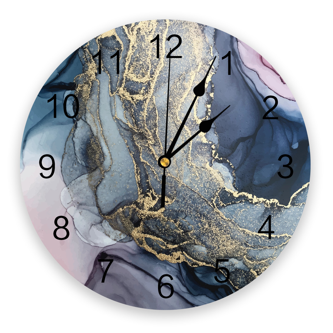 Blush and Payne's Grey Flowing Abstract Painting Wall Clock Home r ...