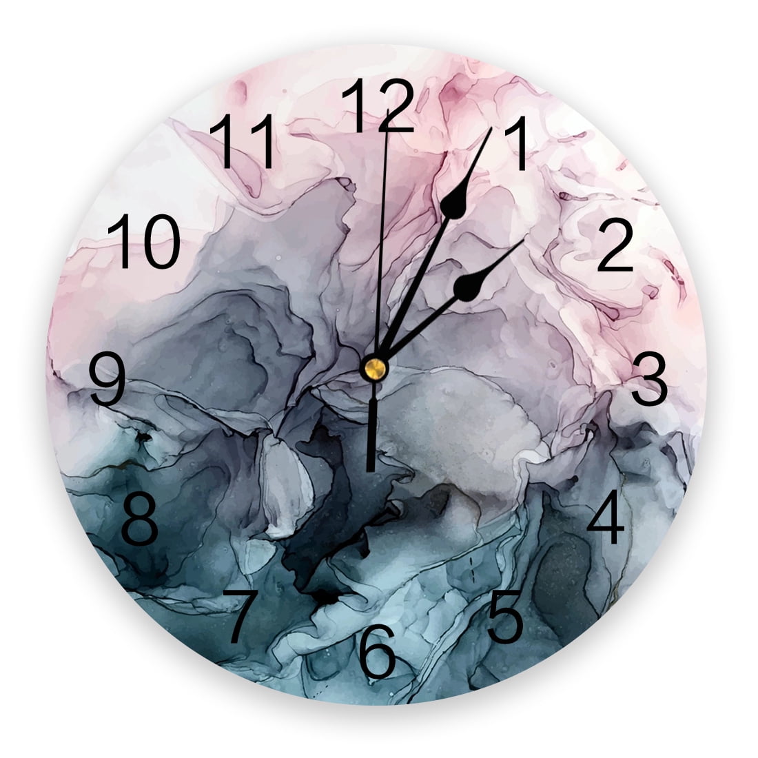 Blush and Payne's Grey Flowing Abstract Painting Wall Clock Home r ...