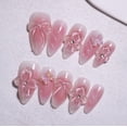 Blush flower French three-dimensional carving pure hand-worn nail art ...