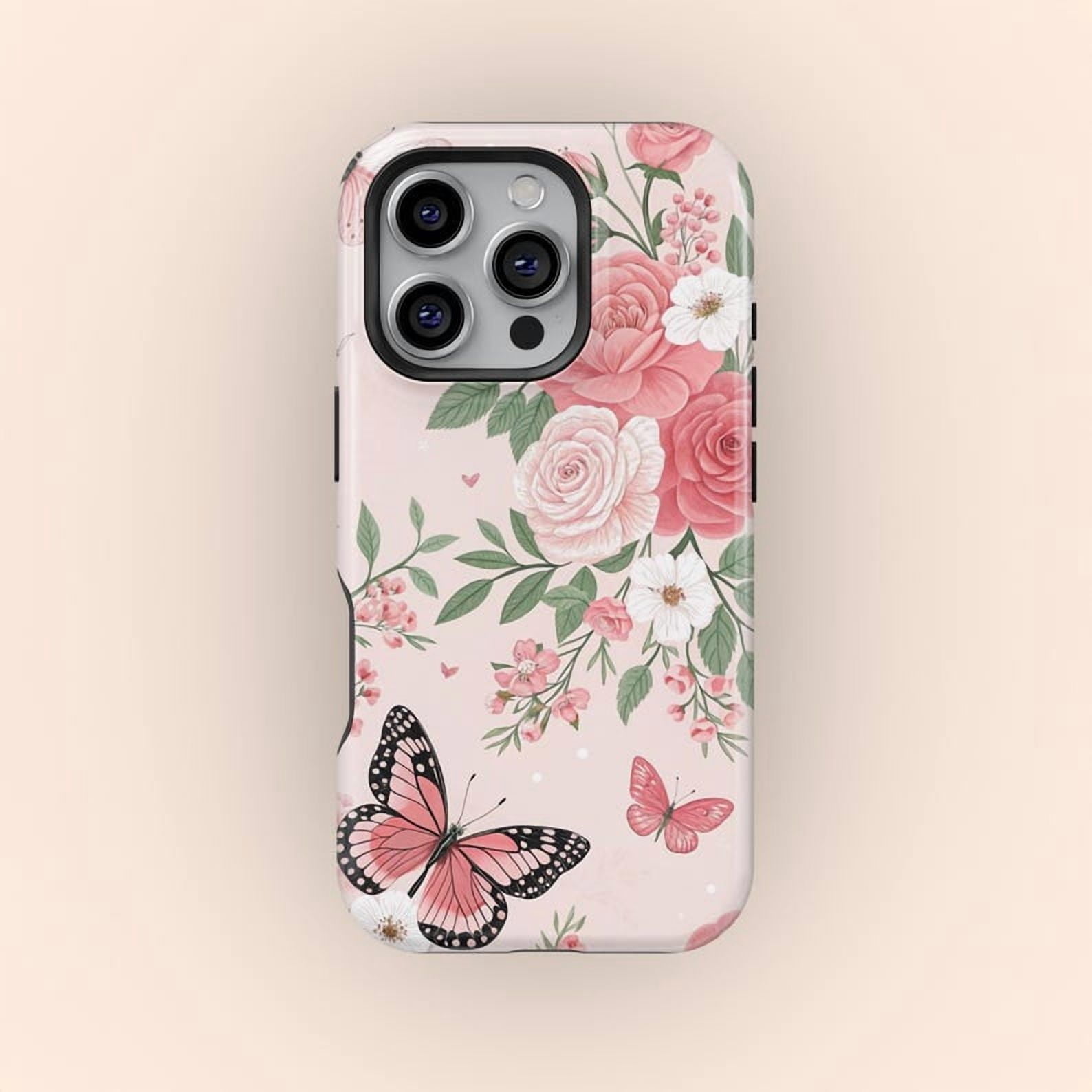 Blushing Floral Butterfly Phone Case for iPhone 11 12 13 14 15 16 Pro Max - Walmart.com