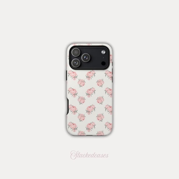 Blushing Rosette Floral Case for iPhone 11 12 13 14 15 16 17 Pro Max ...