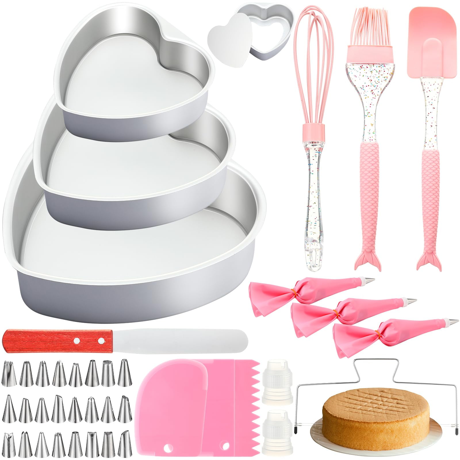 Blushtier 40 Pcs Heart Shaped Cake Pan Baking Inch Nonstick Cake Mold ...