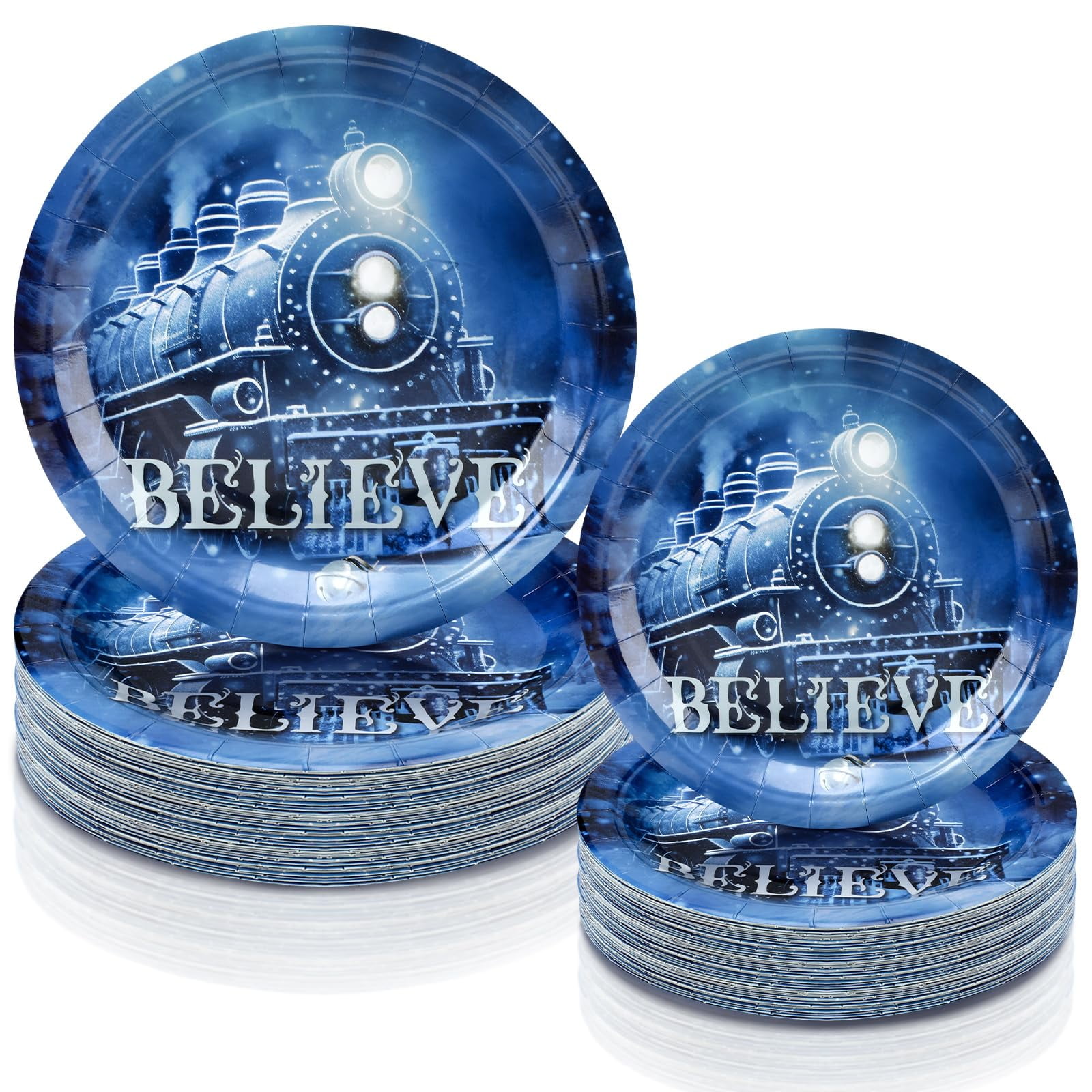 Blushtier Christmas Polar Train Plates Bulk Disposable All Aboard ...