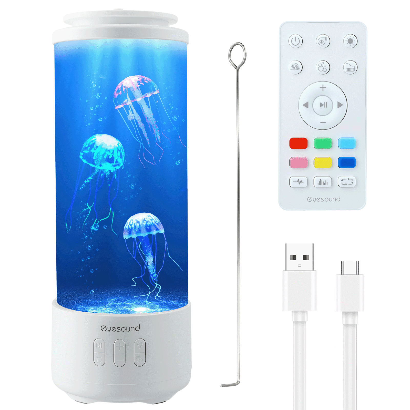 Blutooth Con Lampara, White Noise Led Jellyfish Fish Tank Night Light ...