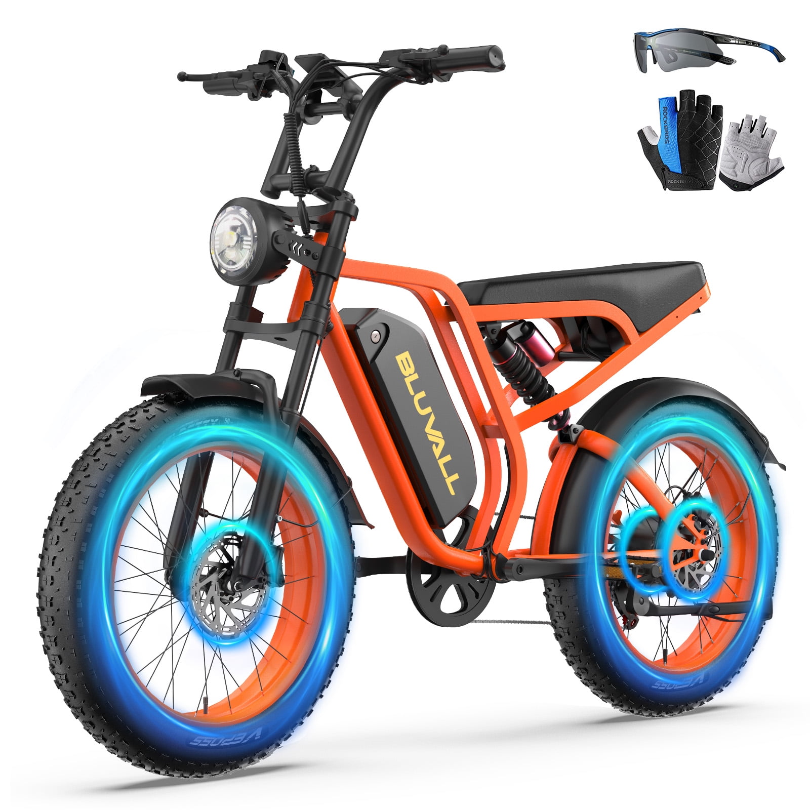Bluvall SU8 Electric Bike for Adults, 35MPH 1500W Peak, 52V 20Ah 1040Wh, 7 Speed Full Suspension ...
