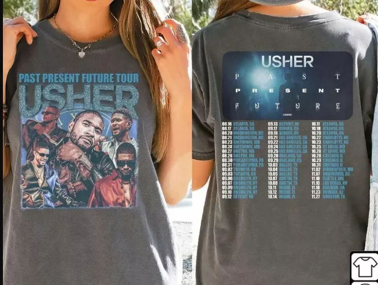 BlvckStyle 2Side Usher Past Present Future Tour 2024 Shirt, Usher 2024 ...