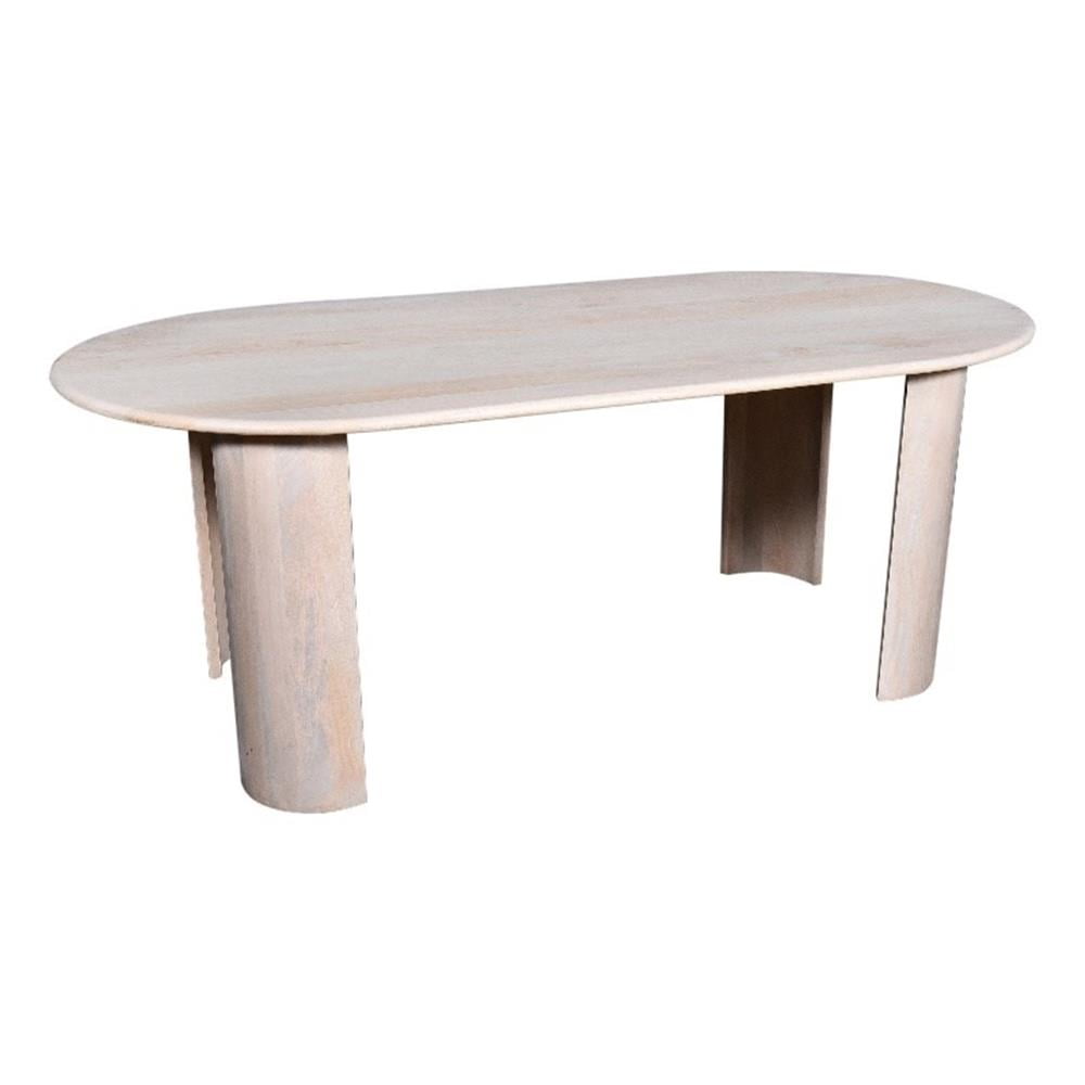 Blythe 79 in. White Wood Dining Table with Oval Top and Modern Base ...