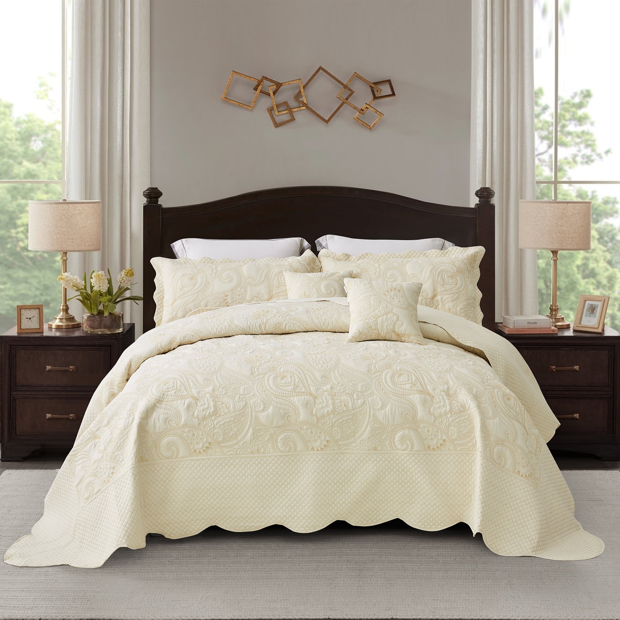Blythease Oversized King Bedspread 128x120 Extra Wide, Paisley Pattern ...