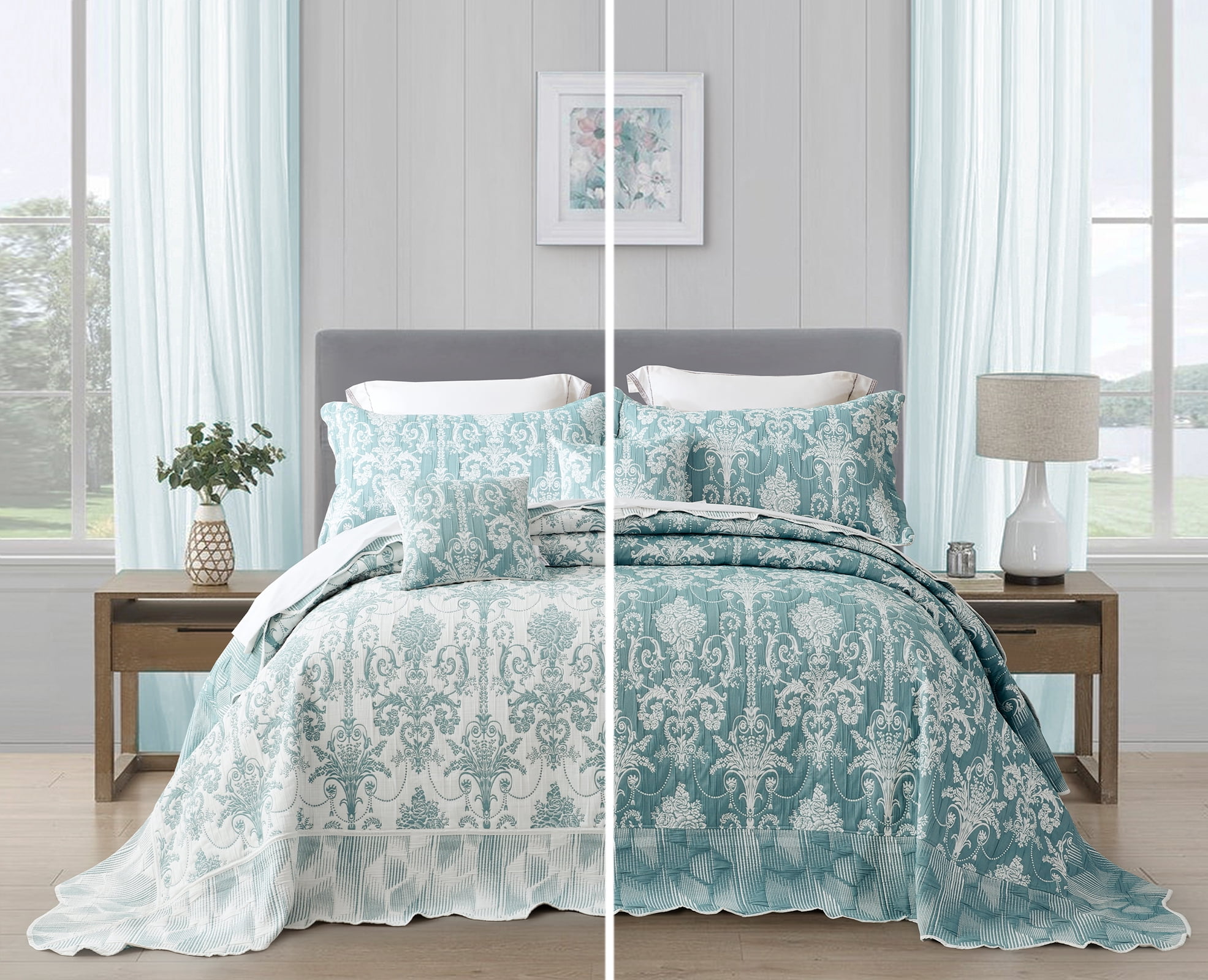 Blythease Oversized King Bedspread 138X122 Extra Wide, Jacquard ...