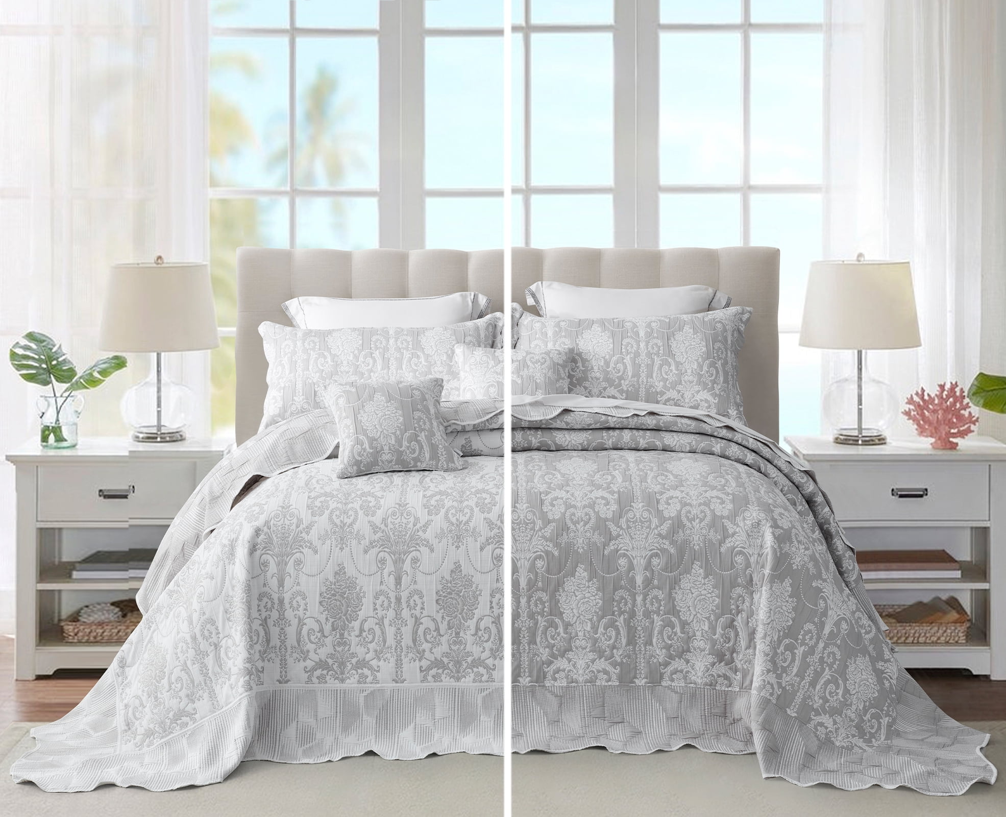 Blythease Oversized King Bedspread 138X122 Extra Wide, Jacquard ...