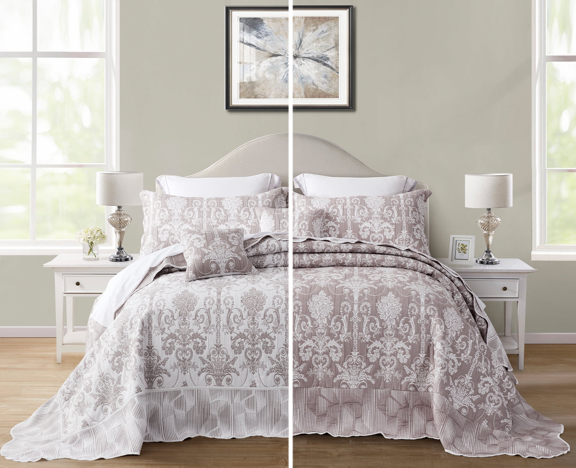 Blythease Oversized King Bedspread 138X122 Extra Wide, Jacquard ...