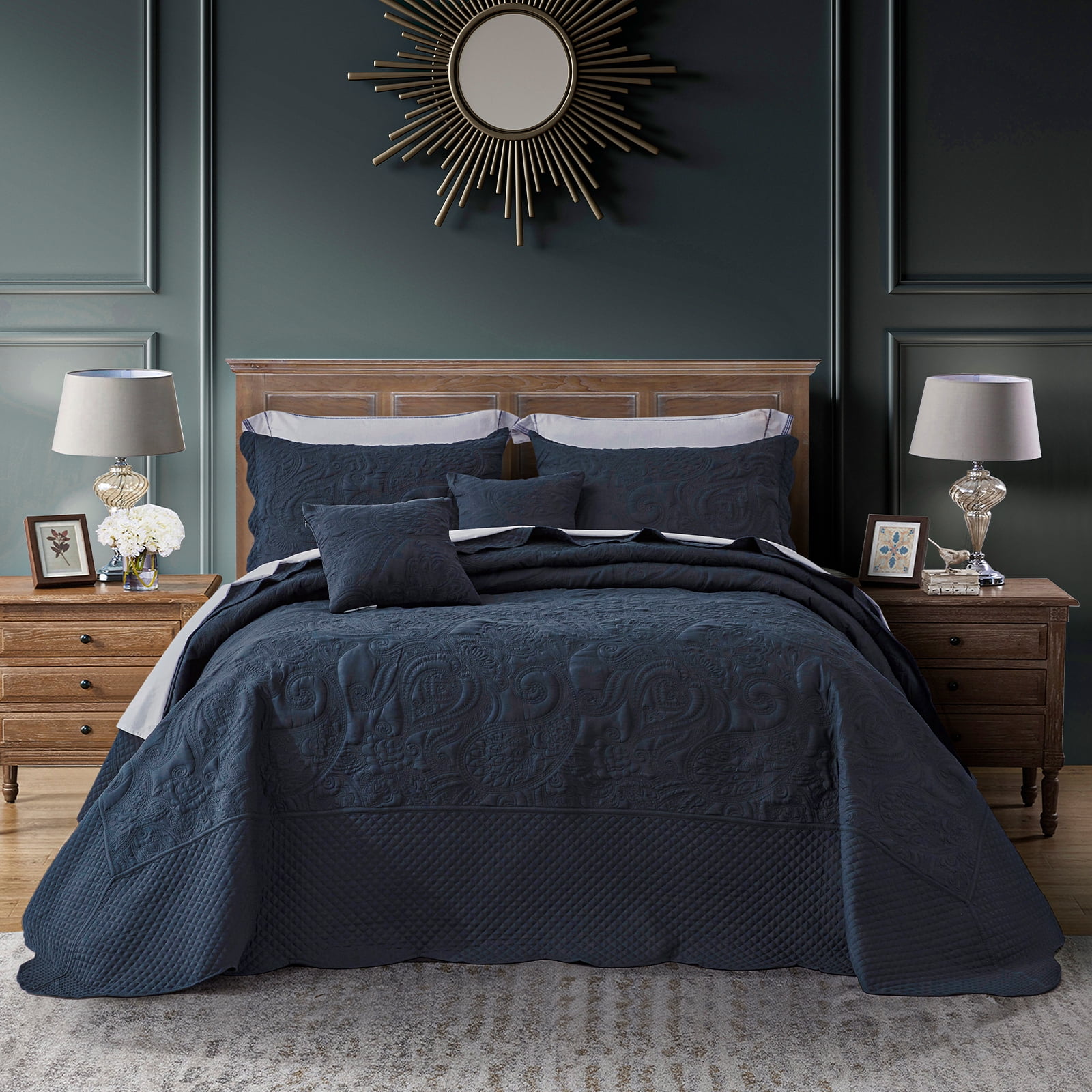 Blythease Oversized King Bedspread 138x122 Extra Wide, Paisley Pattern ...