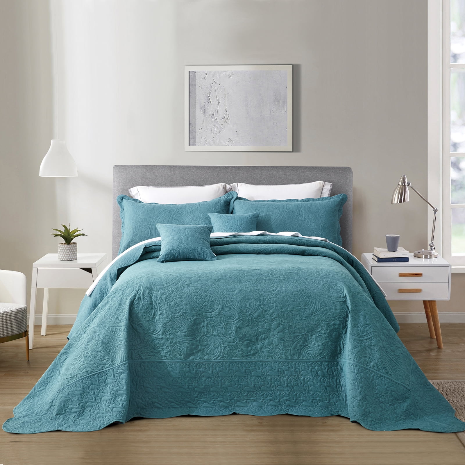 Blythease Oversized King Bedspread 138x122 Extra Wide, Ultrasonic ...
