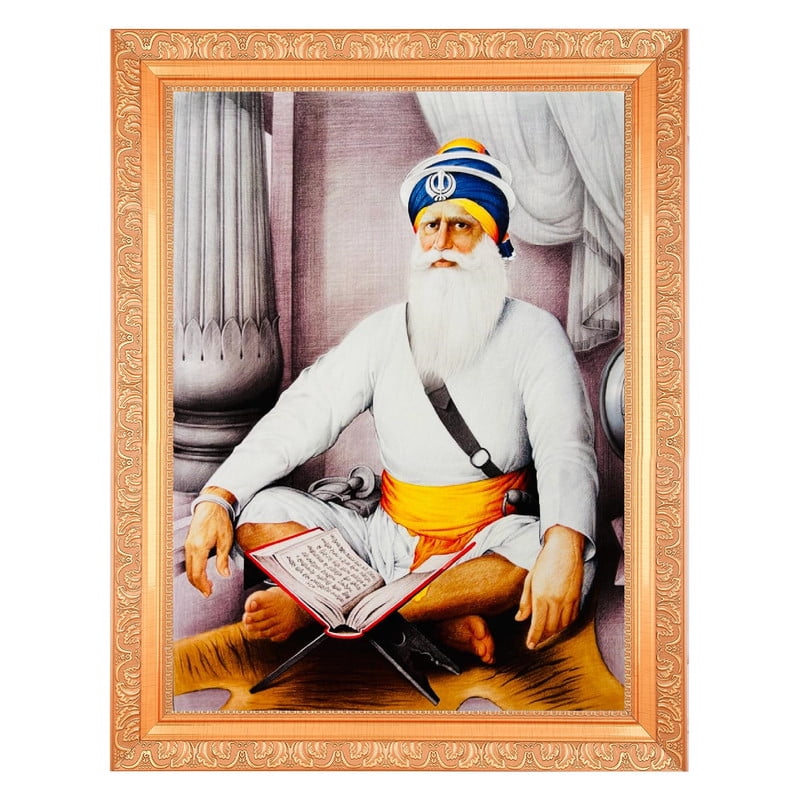 Bm Traders Baba Deep Singhji Beautiful Digital Print Photo In ArtWork Golden Frame (11 x 14 Inch ...
