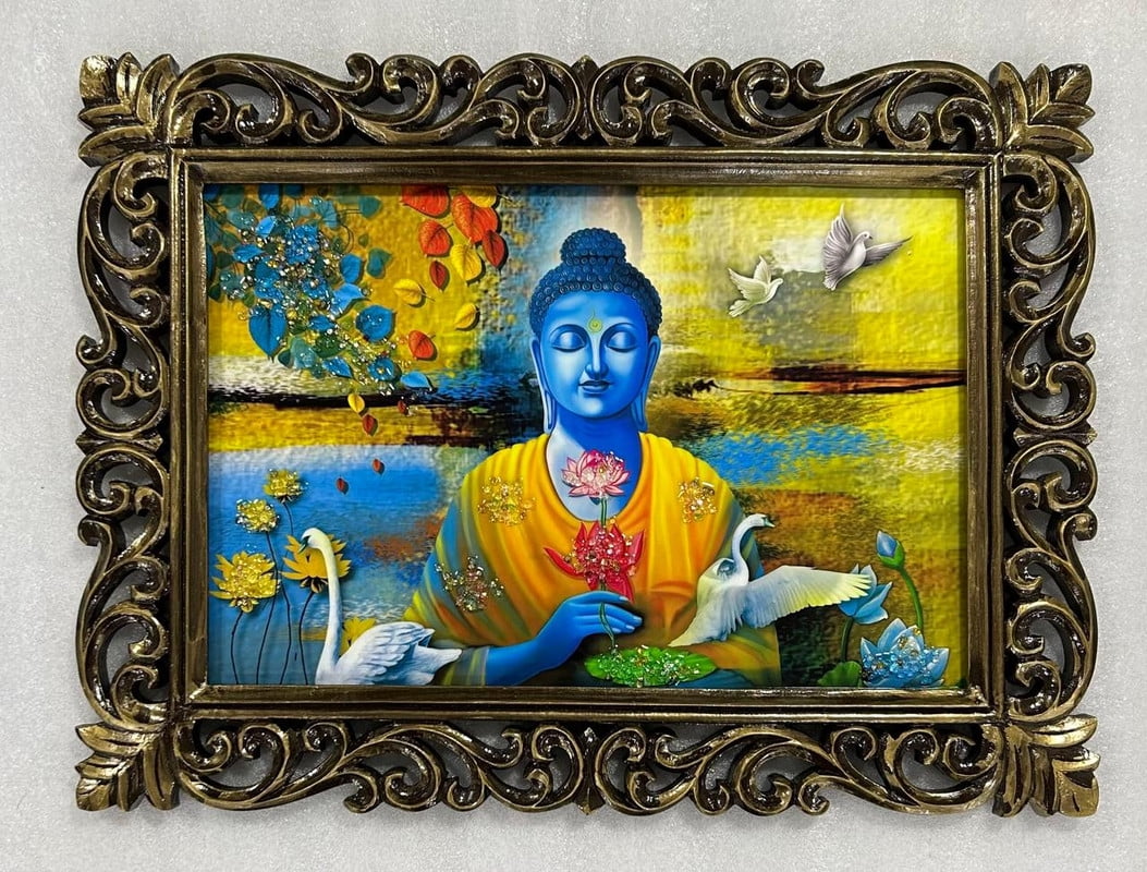 Bm Traders Beautiful Buddha Artistic Crystal Art-Work Laminated ...