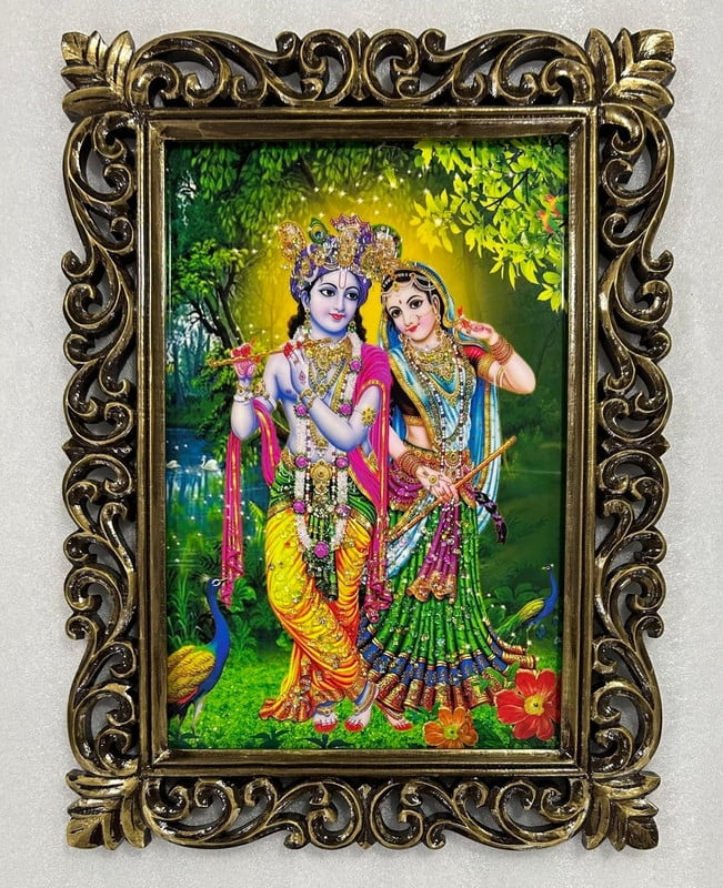 Bm Traders Beautiful Radha Krishna Artistic Crystal Art-Work Laminated ...