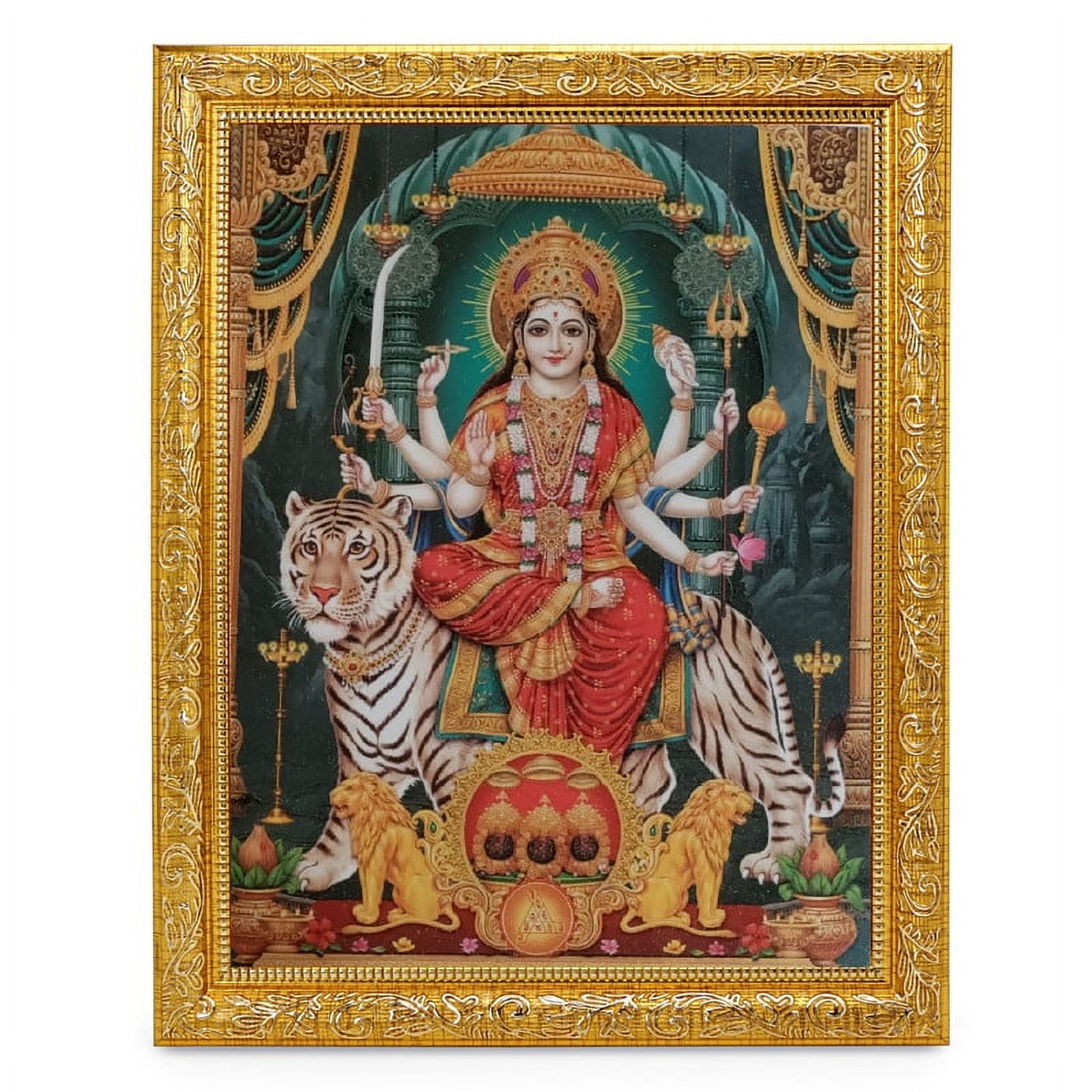 Bm Traders Durga Maa Beautiful Print Photo In ArtWork Golden Frame (11 ...