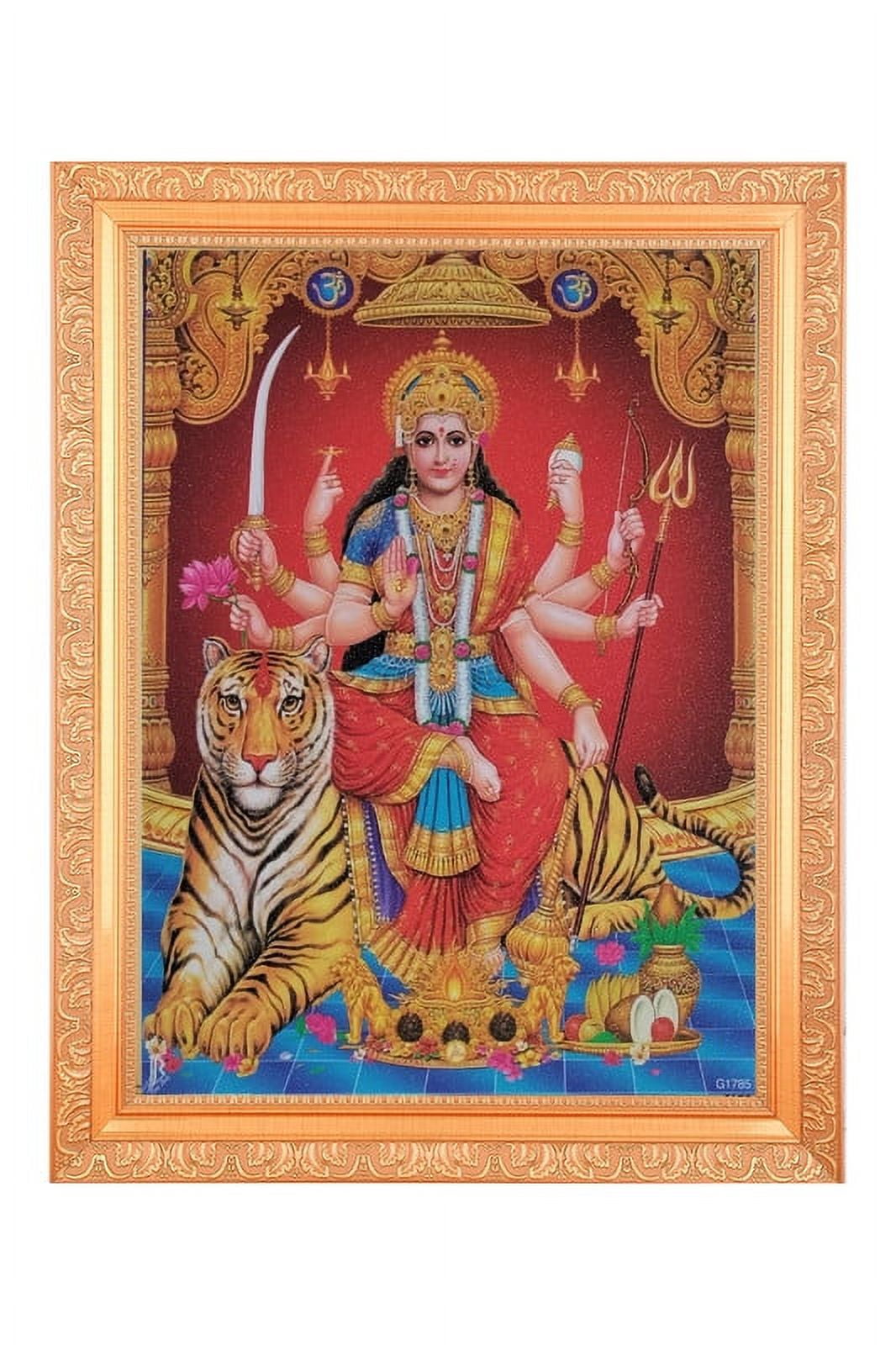 Bm Traders Durga Maa Sherawali Beautiful Print Photo In ArtWork Golden ...