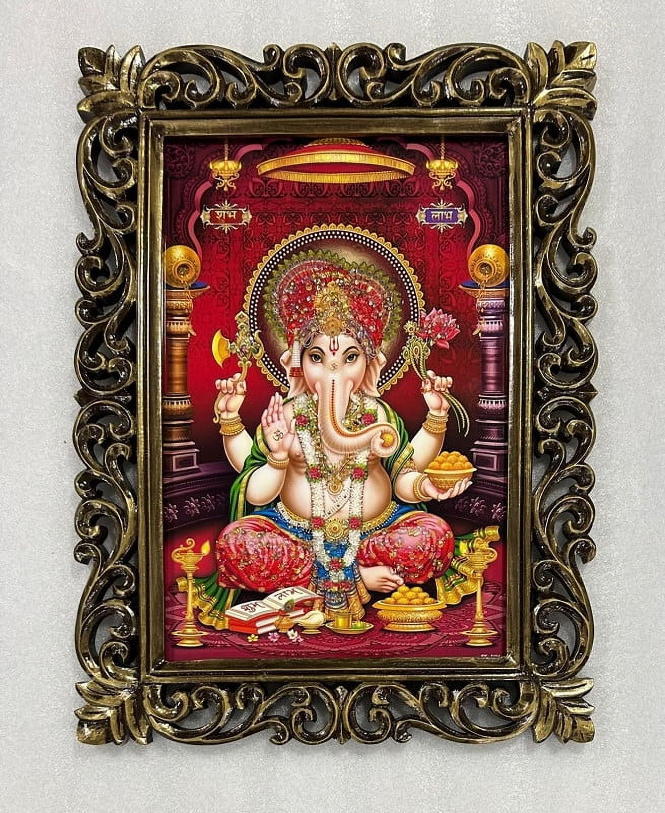 Bm Traders Ganeshji Artistic Crystal Art-Work Laminated Painting In ...