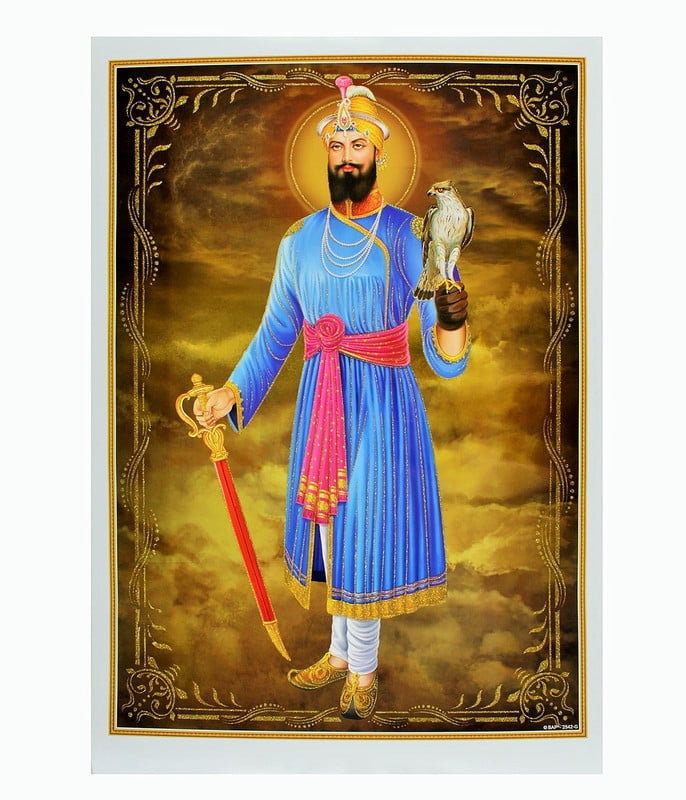Bm Traders Guru Gobind Singhji Golden Zari Art Work Poster Without ...