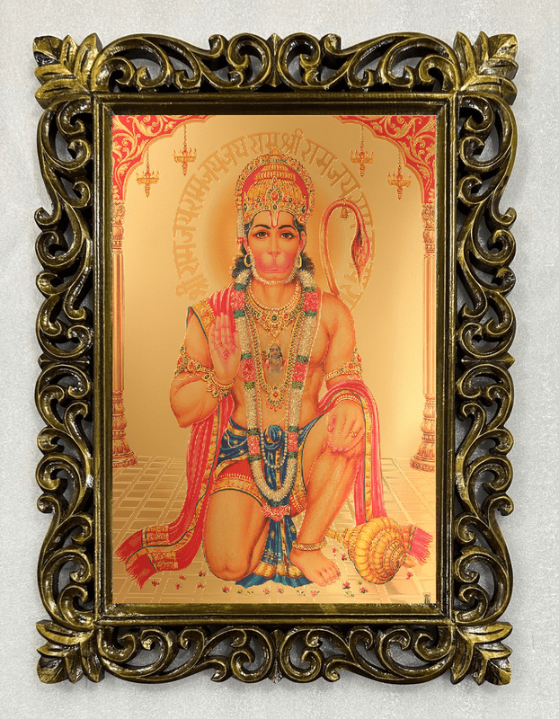 Bm Traders Hanumanj Giving Ashirwad Gold Print Photo Design In Carved ...