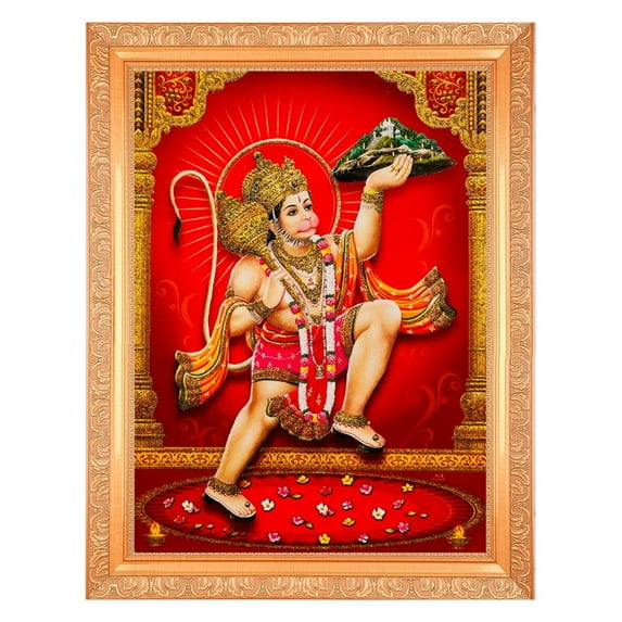 Bm Traders Hanumanji With Jadibuti Parvat Zari Print Photo In ArtWork ...