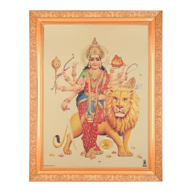 Bm Traders Jai Maa Durga Sherawali Beautiful Golden Foil Photo In ...