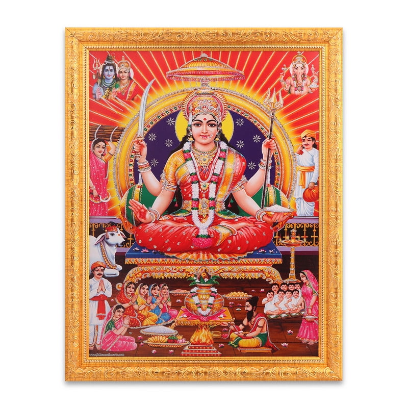Bm Traders Jai Santoshi Mata Zari Print Photo In Religious Frame (14 X ...