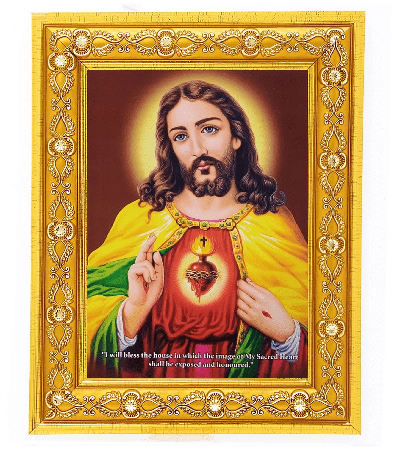 Bm Traders Jesus Christ Digital Photo In Golden Wall Hanging-/-TableTop ...