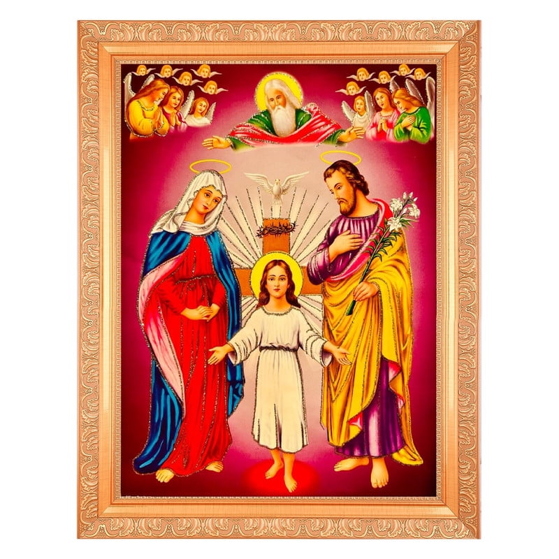 Bm Traders Jesus Christ, Mary And Joseph Zari Print Photo In ArtWork ...