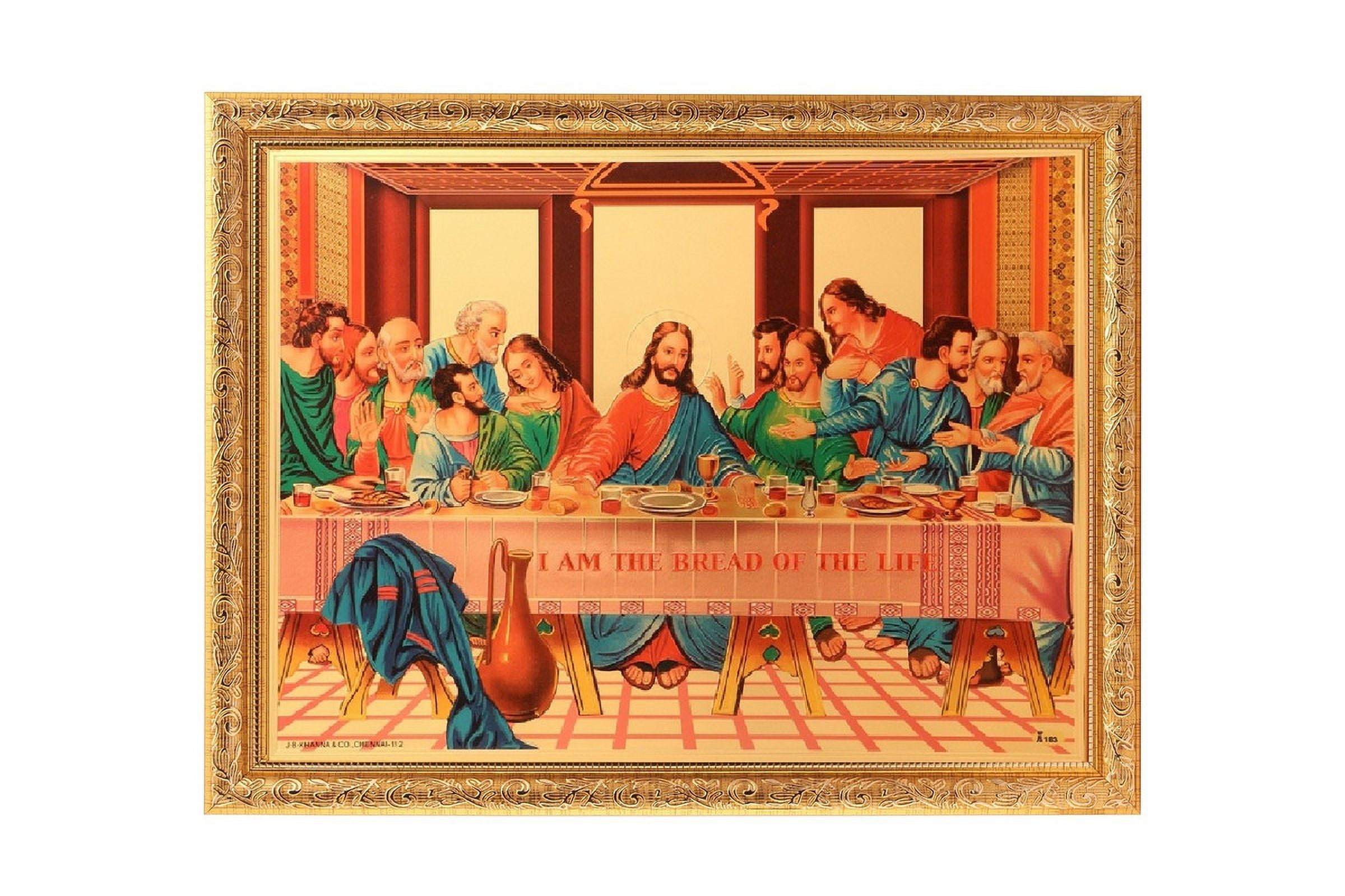 Bm Traders Jesus Last Supper Golden Foil Print Photo In Religious Frame ...