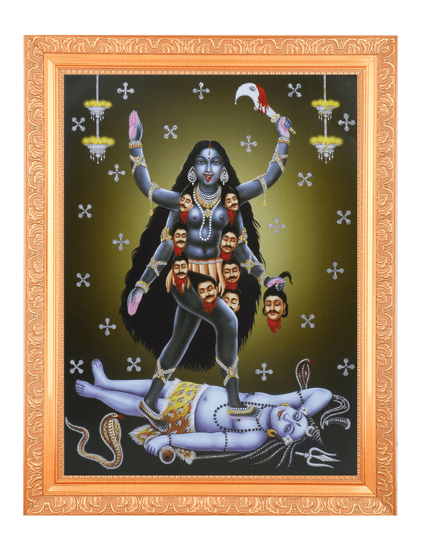 Bm Traders Kali Mataji Zari Print Photo In Religious Frame (14 X 18 ...