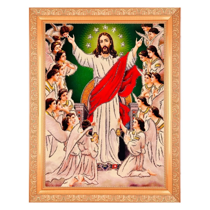 Bm Traders Lord Jesus Christ Wotj Angles Zari Print Photo In ArtWork ...