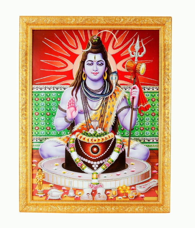 Bm Traders Meditating Shivji Ashirwad Zari Print Photo In Religious ...