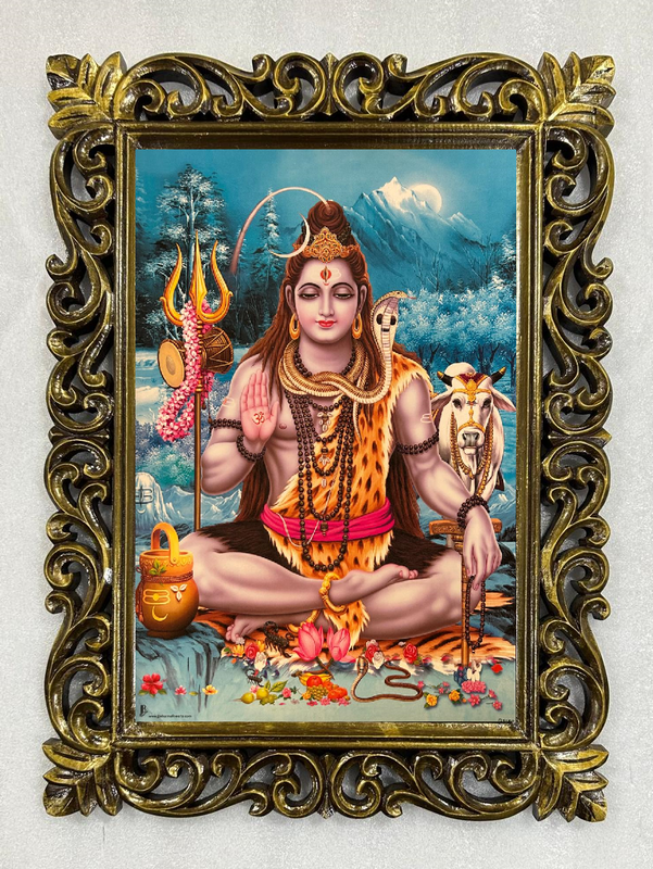 Bm Traders Meditating Shivji Giving Ashirwad Alluring Print Photo ...